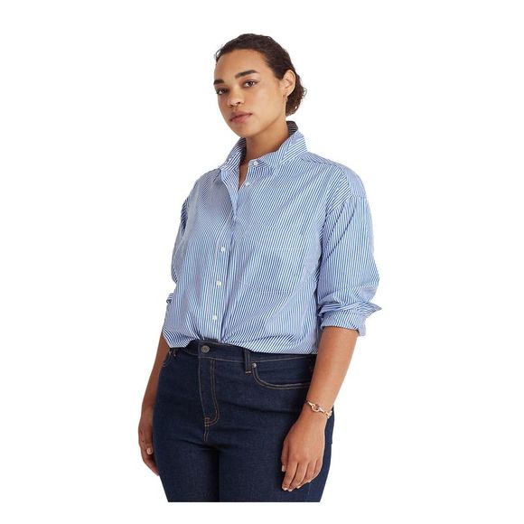 Ralph Lauren | Tops | Ralph Lauren Womens Blue Cuffed Sleeve Wear To ...